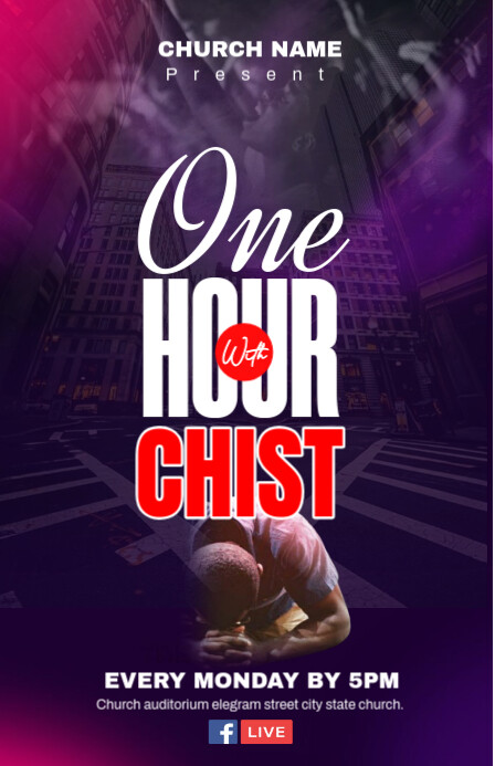 Copy of Purple Maximalist Church Hourly Programs Invitation Template Tabloid | PosterMyWall