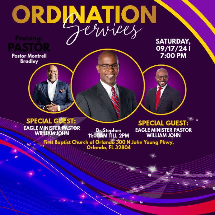 Purple Maximalist Church Ordination Instagram Post Template | PosterMyWall