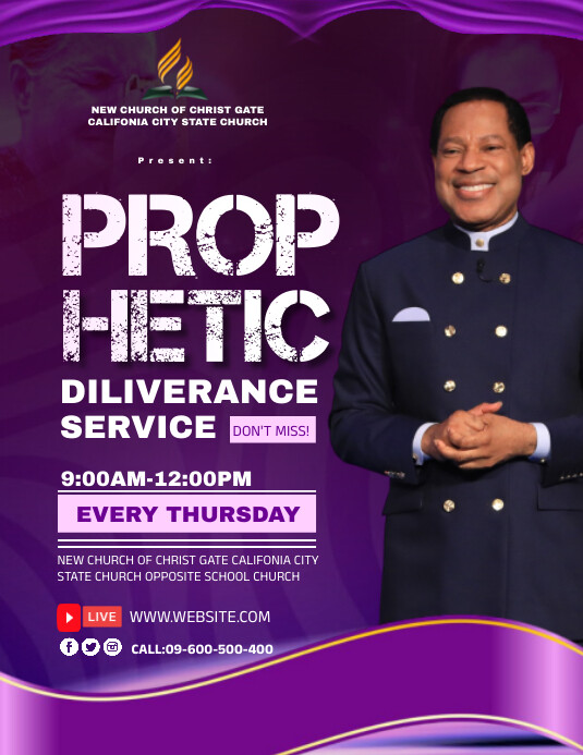 Copy of Purple Maximalist Church Programs Prophetic S | PosterMyWall