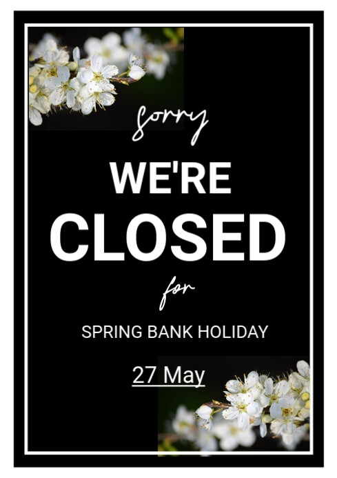 Purple Maximalist Closed Bank Spring Holiday A1 Template | PosterMyWall