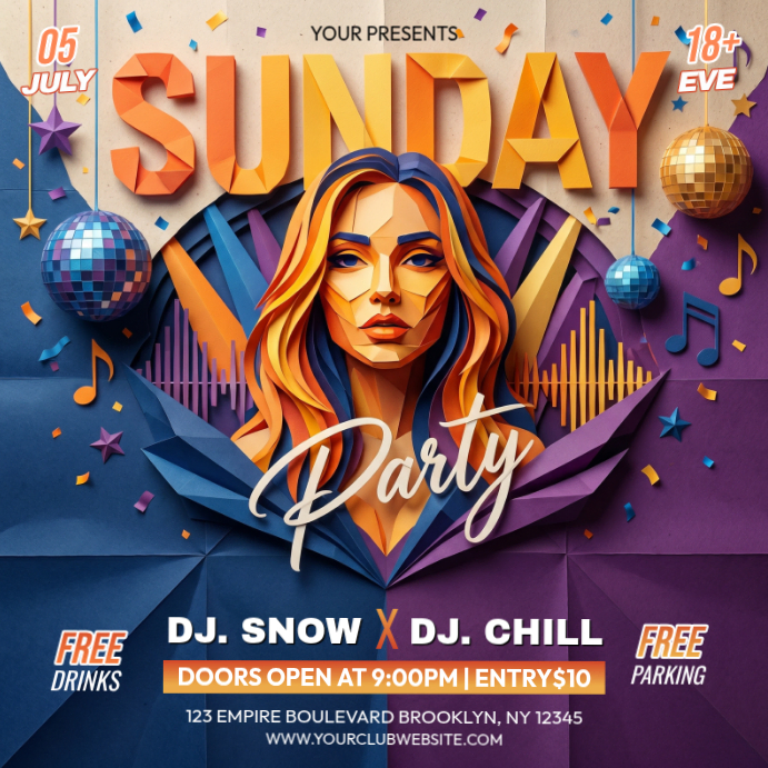 Purple Club Party Instagram Ad Template | PosterMyWall