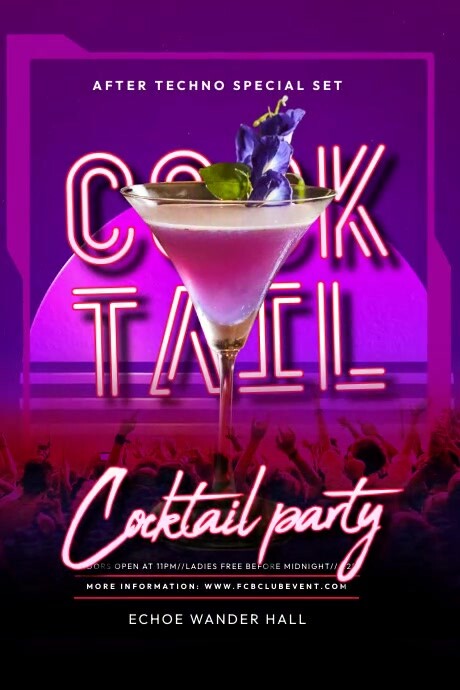 Purple Maximalist Cocktail Party Poster Template | PosterMyWall