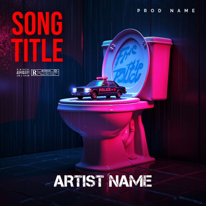 Purple Maximalist Cops Car Neon Album Cover Template | PosterMyWall