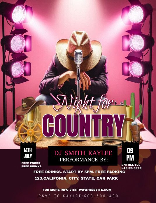 Copy of Purple Maximalist Country Night Invitation Te | PosterMyWall