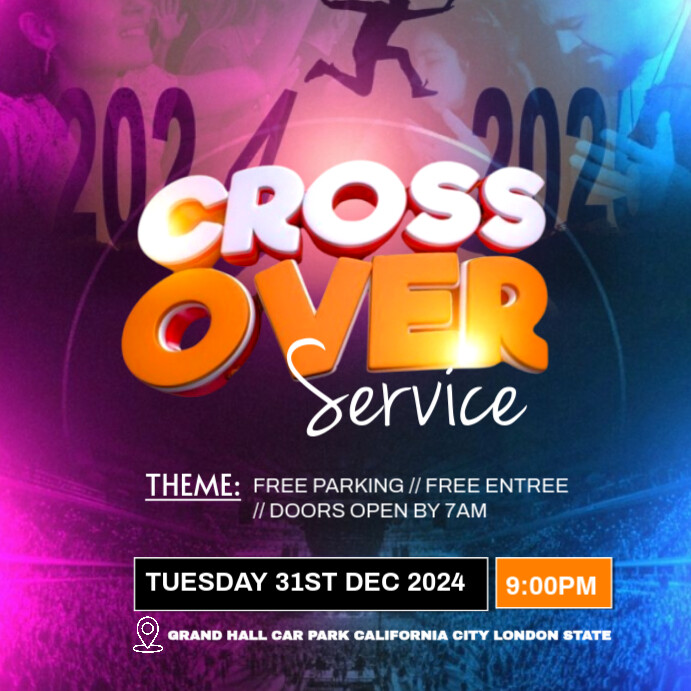 Copy of Purple Maximalist Cross Over Service Invitation Template ...