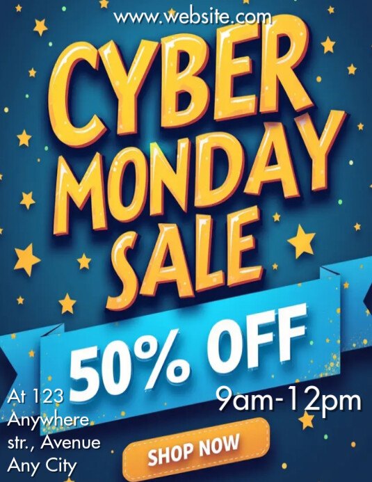 Purple Maximalist Cyber Monday Sale 50% Off Shop Now Template Design Flyer (us Letter ...