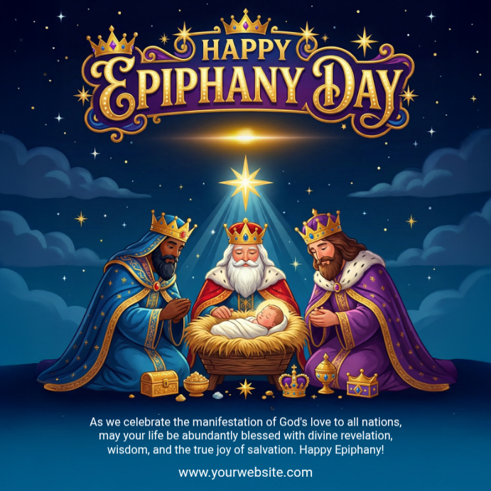Purple Maximalist Epiphany Day Instagram Post Template | PosterMyWall
