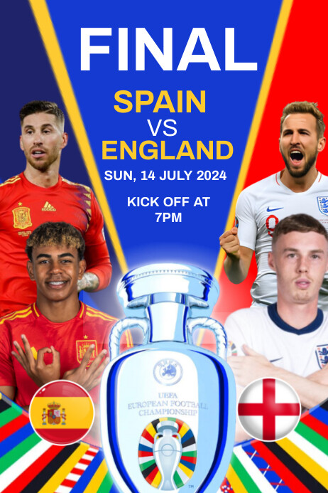 Purple Maximalist Euro 2024 Spain Vs England Templat | PosterMyWall