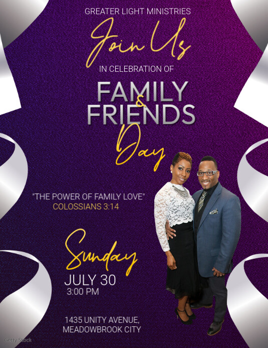 Purple Maximalist Family And Friends Day Flyer (us Letter) Template ...