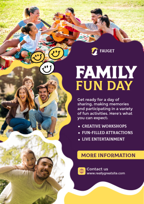 Purple Maximalist Family Fun Day Flyer Template A4 | PosterMyWall