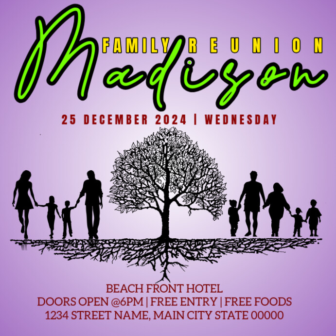 Purple Maximalist Family Reunion Instagram Post Templat | PosterMyWall