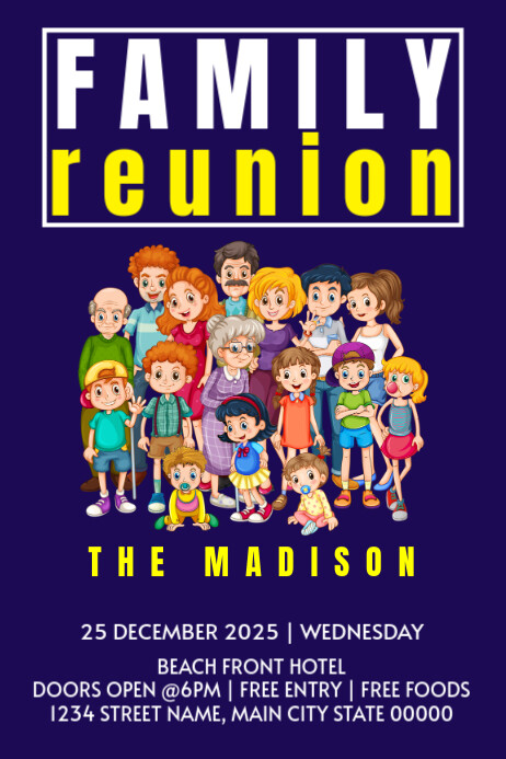 Purple Maximalist Family Reunion Poster Template | PosterMyWall