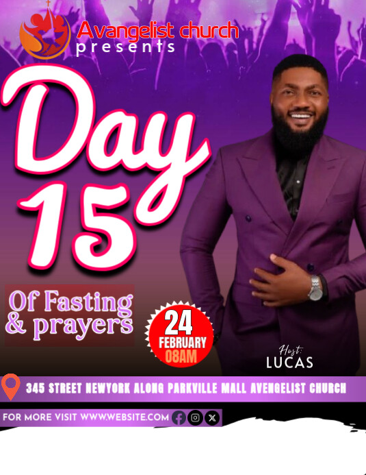 Purple Maximalist Fasting And Prayer Countdown Flyer (us Letter ...