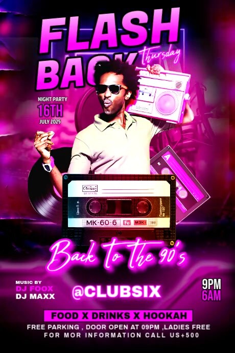 Copy of Purple Maximalist Flashback Party Flyer Banner 4' × 6 ...