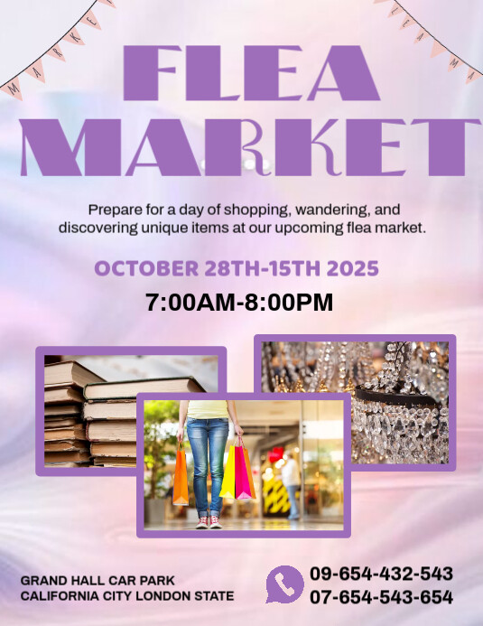 Purple Maximalist Flea Market Template Design Flyer (us Letter ...