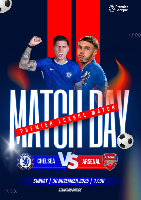 Purple Maximalist Football Match Day Chelsea Vs Arsenal Premier League ...