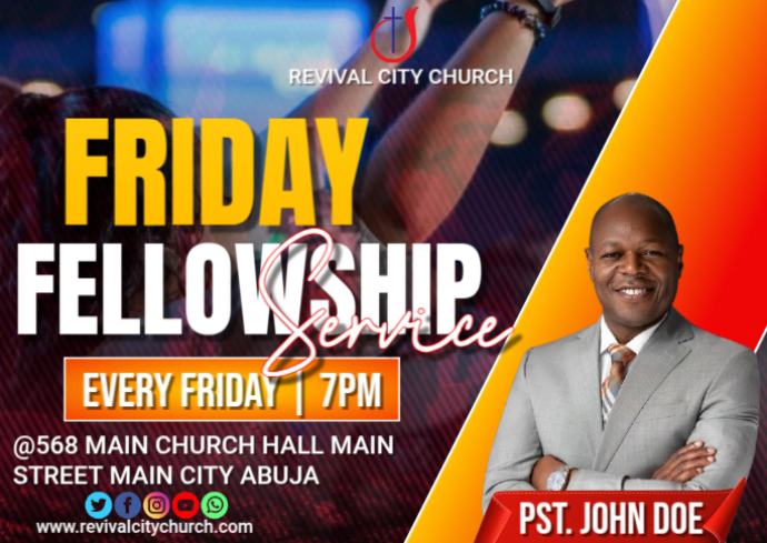 Purple Maximalist Friday Fellowship Service Postcard Template ...