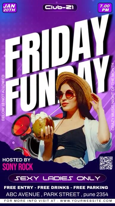 Purple Maximalist Friday Funday Night Party A Template | PosterMyWall