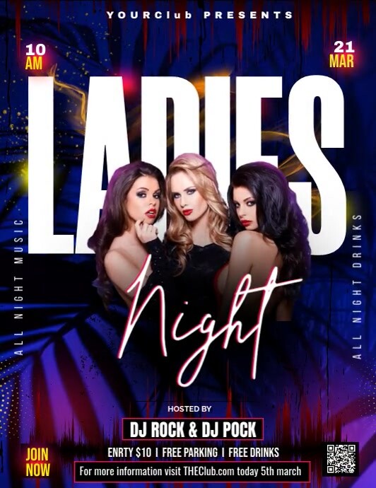 Purple Maximalist Friday Ladies Night Flyer ( Template | PosterMyWall