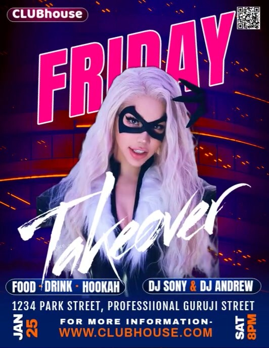 Purple Maximalist Friday Night Flyer (us Letter) Template | PosterMyWall