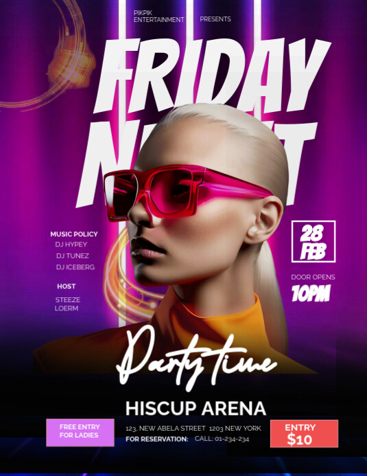 Purple Maximalist Friday Night Flyer (us Letter) Template | PosterMyWall