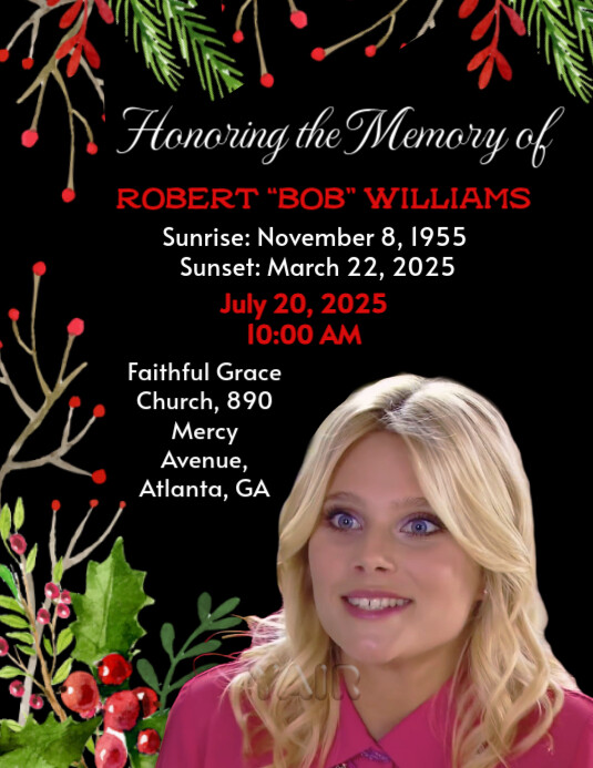 Copy of Purple Maximalist Funeral Announcement Sympathy Flyer Flyer (us ...