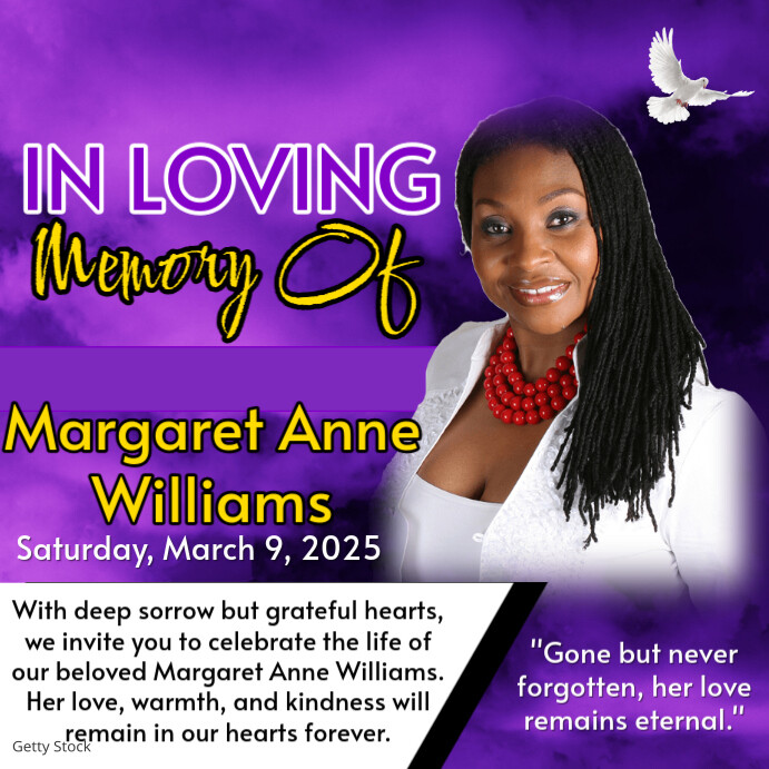 Purple Maximalist Funeral Memorial Announcement Flyer Instagram Post ...