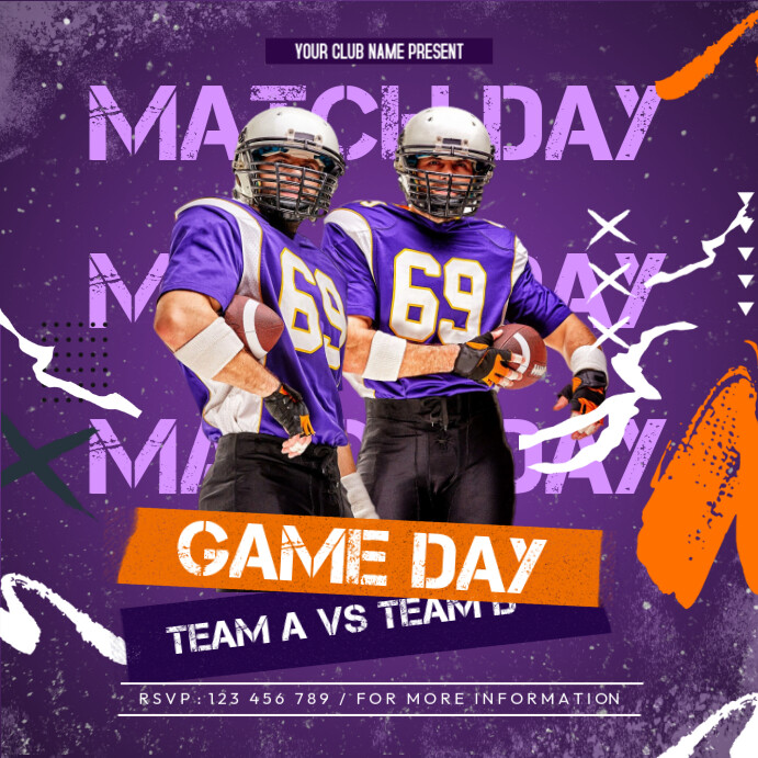 Modèle Purple Maximalist Game Day Instagram Post | PosterMyWall