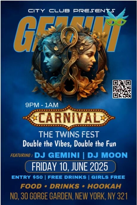 Copy of Purple Maximalist Gemini Zodiac Party Poster | PosterMyWall