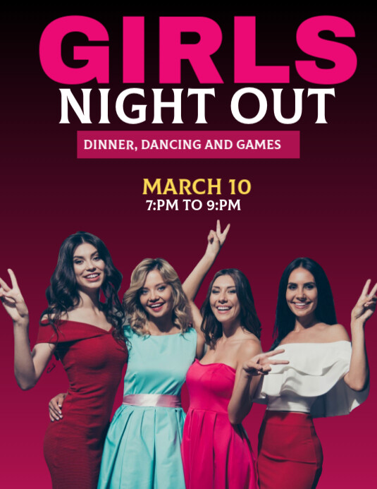 Purple Maximalist Girls Night Out Flyer (us Letter) Template | PosterMyWall