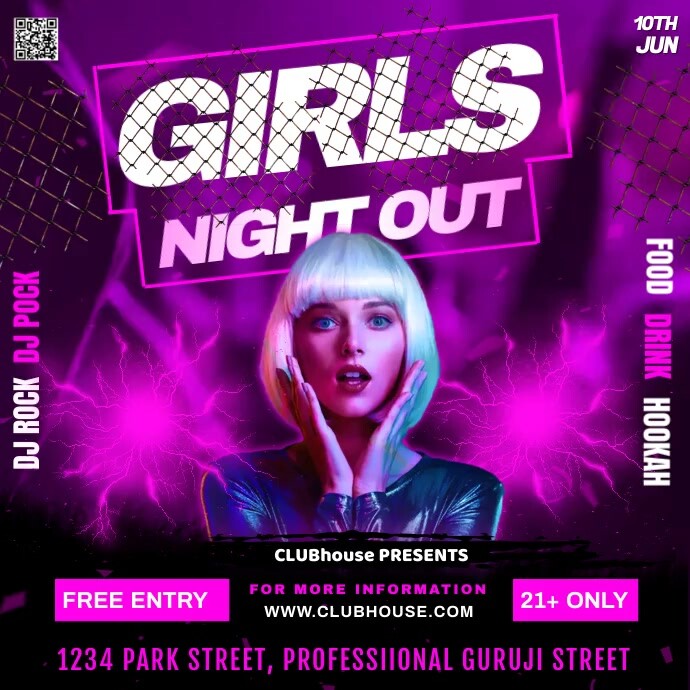 Purple Maximalist Girls Night Out Party Insta Template | PosterMyWall