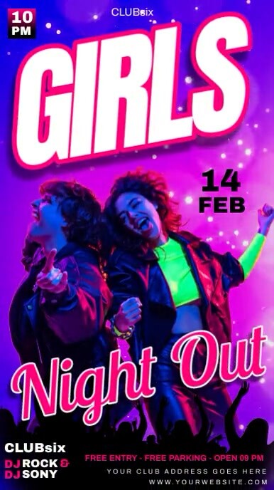 Purple Maximalist Girls Night Out Party Insta Template | PosterMyWall