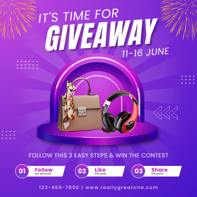 Purple Maximalist Giveaway Instagram Post Templat | PosterMyWall