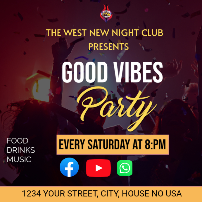 Purple Maximalist Good Vibes Party Instagram Post Template | PosterMyWall
