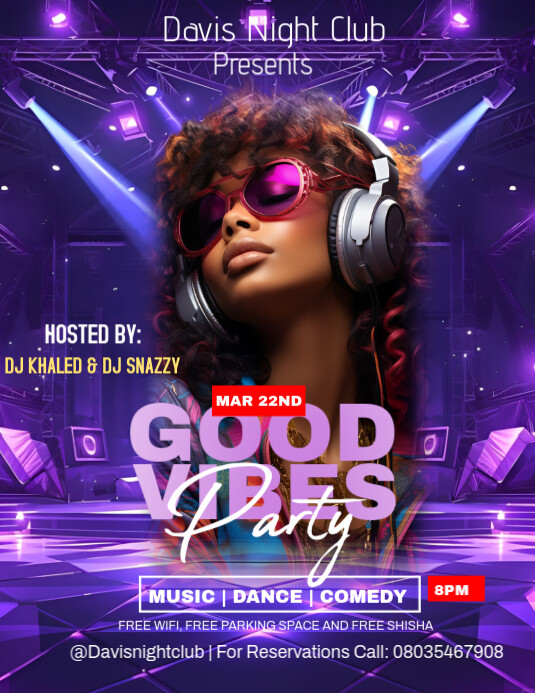 Purple Maximalist Good Vibes Party Invitation Flyer (us Letter ...