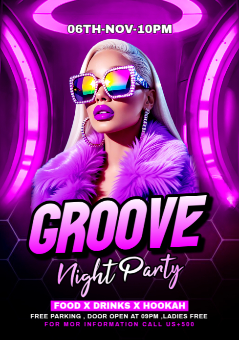 Purple Maximalist Groove Party Flyer A4 Template | PosterMyWall