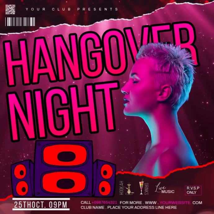 Copy of Purple Maximalist Hangover Night Instagram Post | PosterMyWall