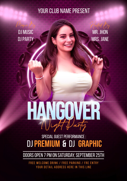Purple Maximalist Hangover Night Party Flyer Template | PosterMyWall