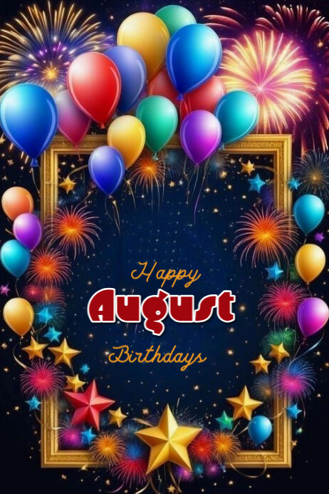 Purple Maximalist Happy August Birthdays Banner 4' × 6' Template ...
