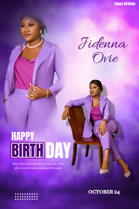 Purple Maximalist Happy Birthday Templates Poster | PosterMyWall