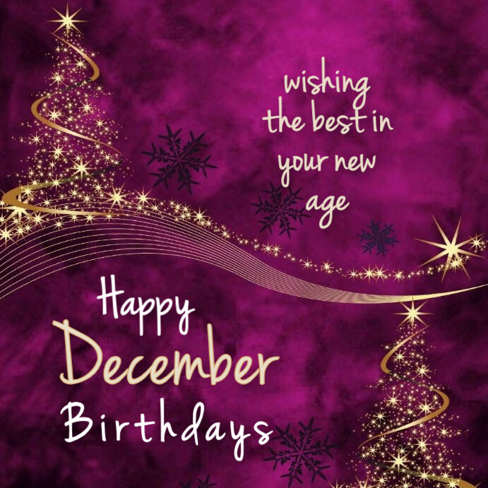Plantilla de Purple Maximalist Happy December Birthdays Instagram Post ...