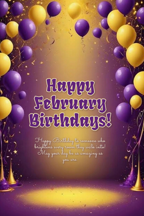 Copy of Purple Maximalist Happy February Birthdays Banner 4' × 6 ...