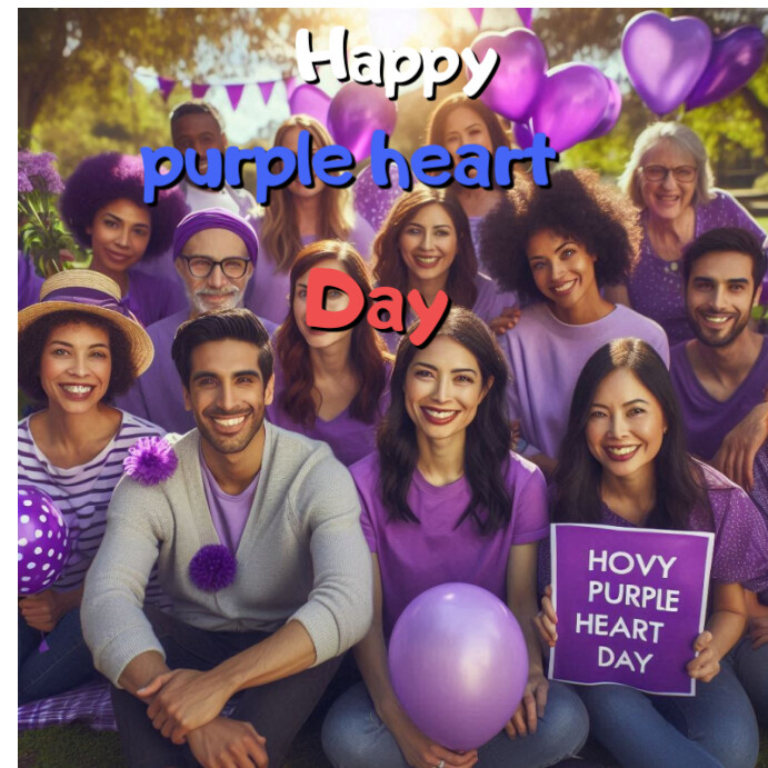Purple Maximalist Happy Purple Heart Day Instagram Post Templat ...