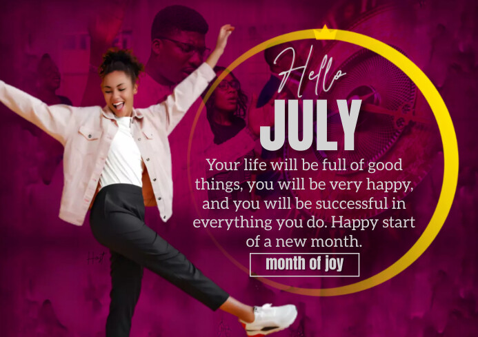 Purple Maximalist Hello July A3 Template | PosterMyWall