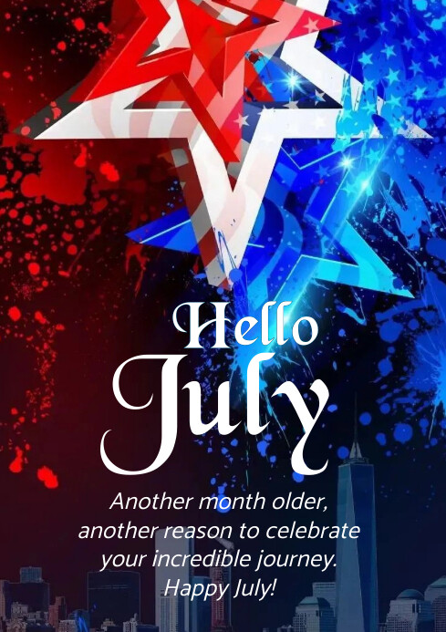 Purple Maximalist Hello July A4 Template | PosterMyWall