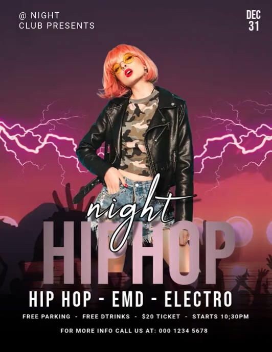 Modèle Purple Maximalist Hiphop Night Party Flyer | PosterMyWall