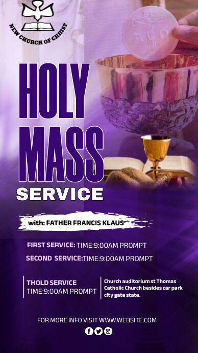 Purple Maximalist Holy Mass Service Church Pr Template | PosterMyWall