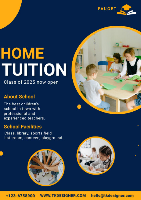 Purple Maximalist Home Tuition A4 Template | PosterMyWall