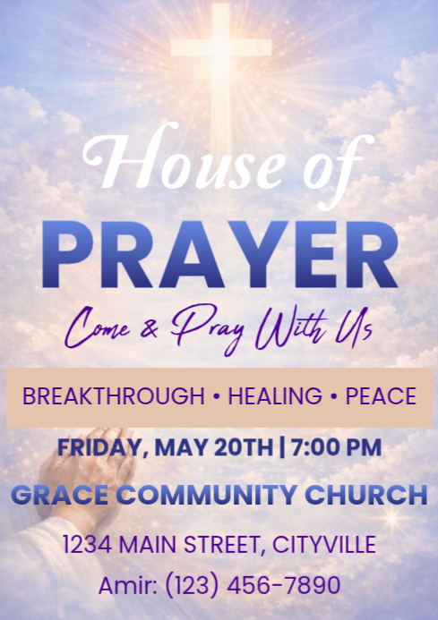 Purple Maximalist House Of Prayer A4 Template | PosterMyWall