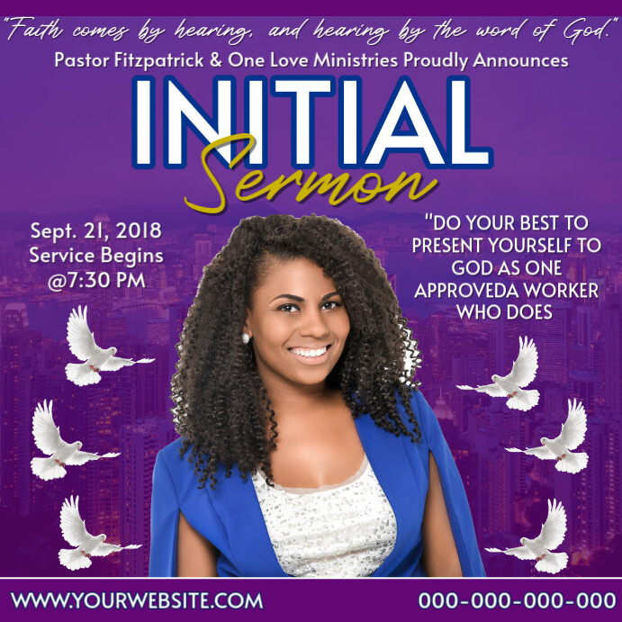 Purple Maximalist Initial Church Sermon Flyer Instagram Post Template ...